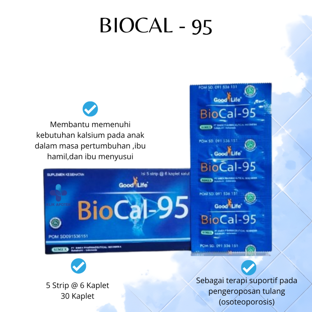 Jual Biocal-95 1 Box | 5 Strip | 1 Strip 6 Tablet - Calcium Ibu Hamil ...