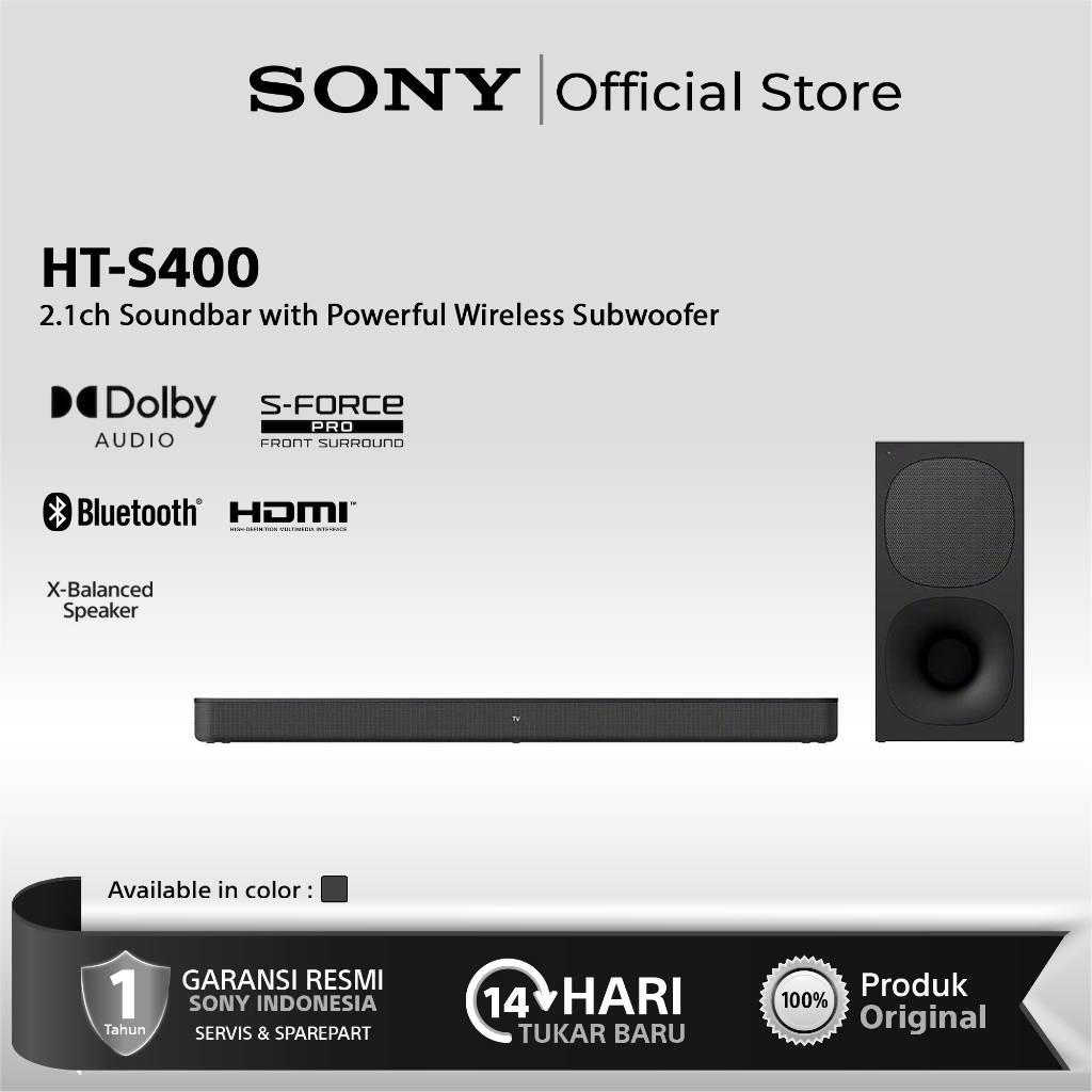 Jual Sony HT S400 2.1ch Soundbar with powerful wireless subwoofer | HT ...