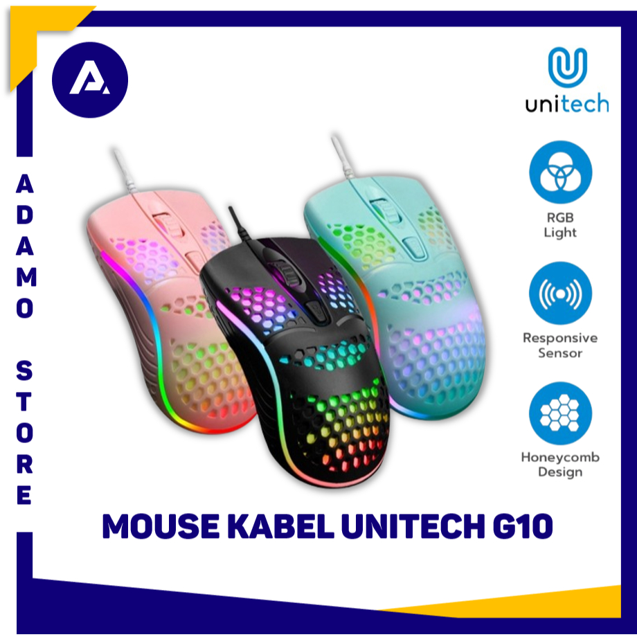 Jual Mouse Gaming Unitech Kabel Unitech G10 Honeycomb 7 LED RGB 7200 ...