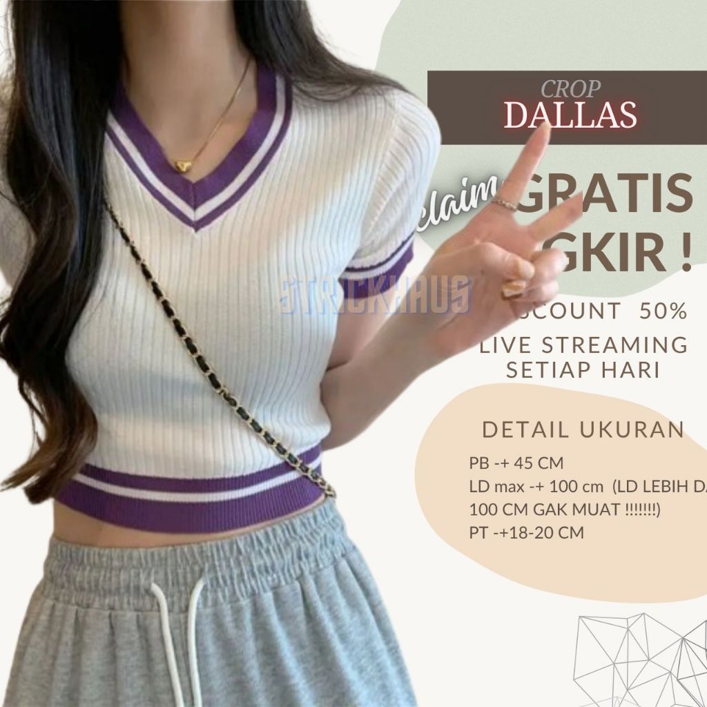 Jual Atasan Rajut Lengan Pendek DALAS Kerah V-neck -#STRICKHAUS | Shopee Indonesia