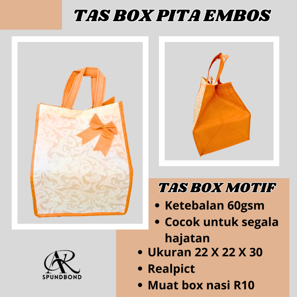 Jual (1Lusin 12PCS) Tas Hajatan Spunbond Box Embos Pita | Tas Spunbond ...