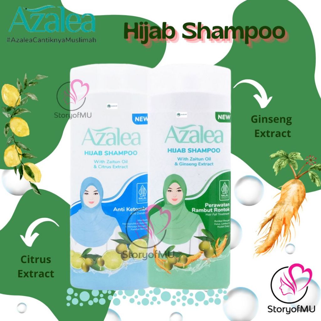 Jual ️ StoryofMU ️ AZALEA Hijab Shampoo With Zaitun Oil Gingseng ...