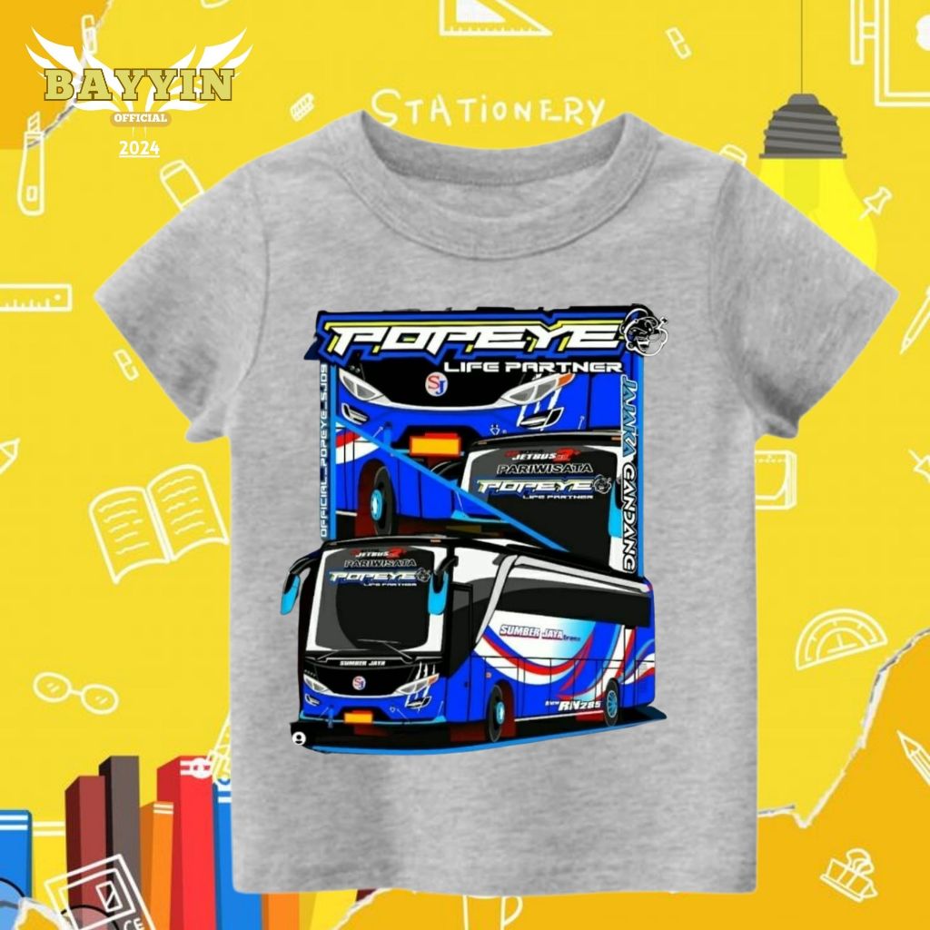 Jual Kaos Anak Custom Nama Combed 30s Gambar BUS BLUE POPEYE Untuk Anak dan Hadiah dan kado ...