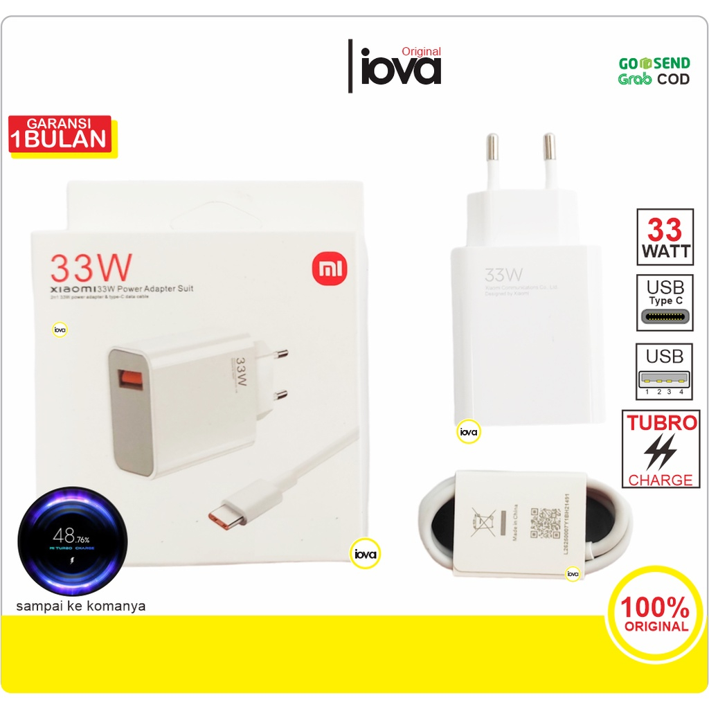 Jual Charger Xiaomi 33W Turbo Charge Desimal original Fast chargng type C 33 watt | Shopee Indonesia