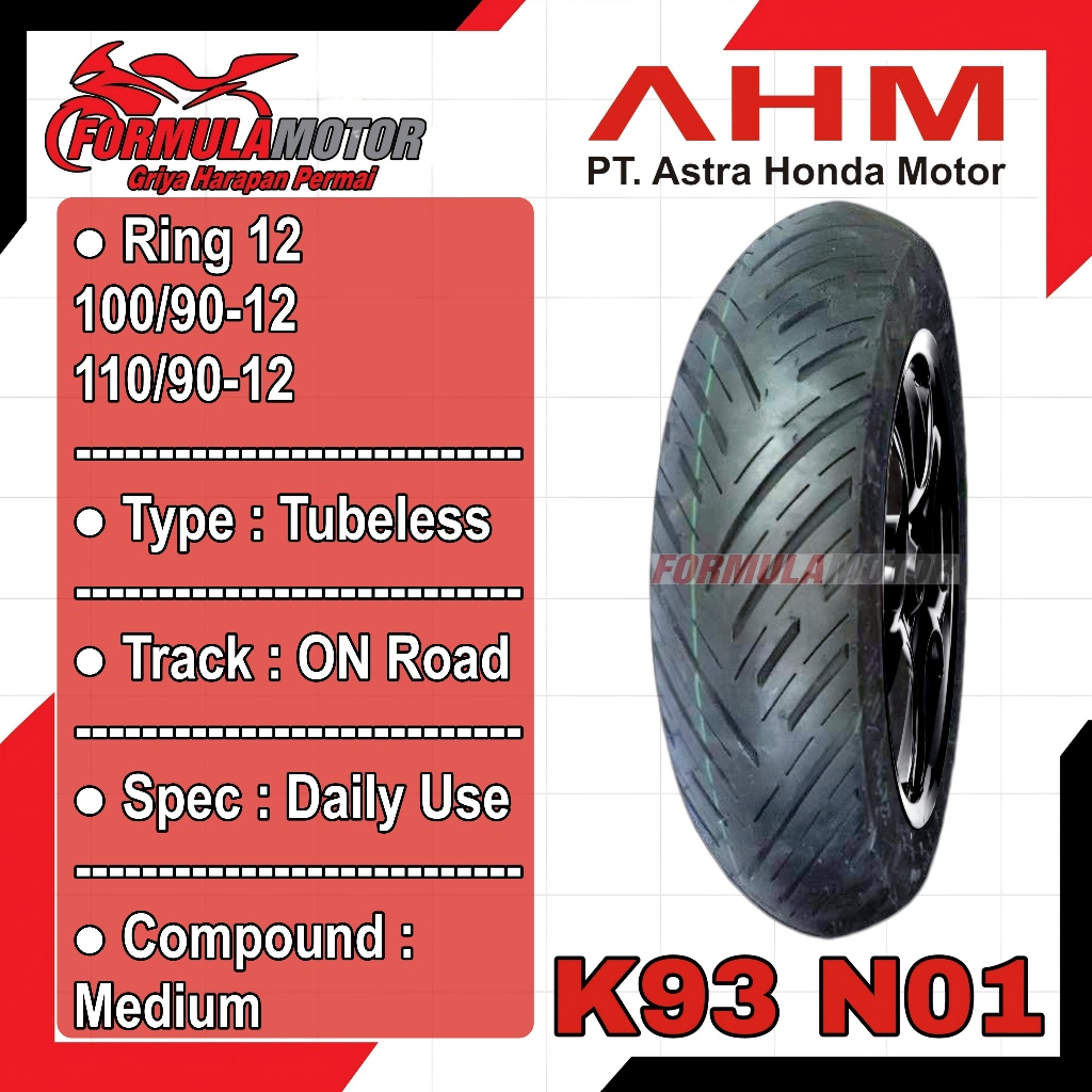 Jual Federal Honda AHM K93 Ring 12 Tubeless All Size - Ban Tubles Motor ...