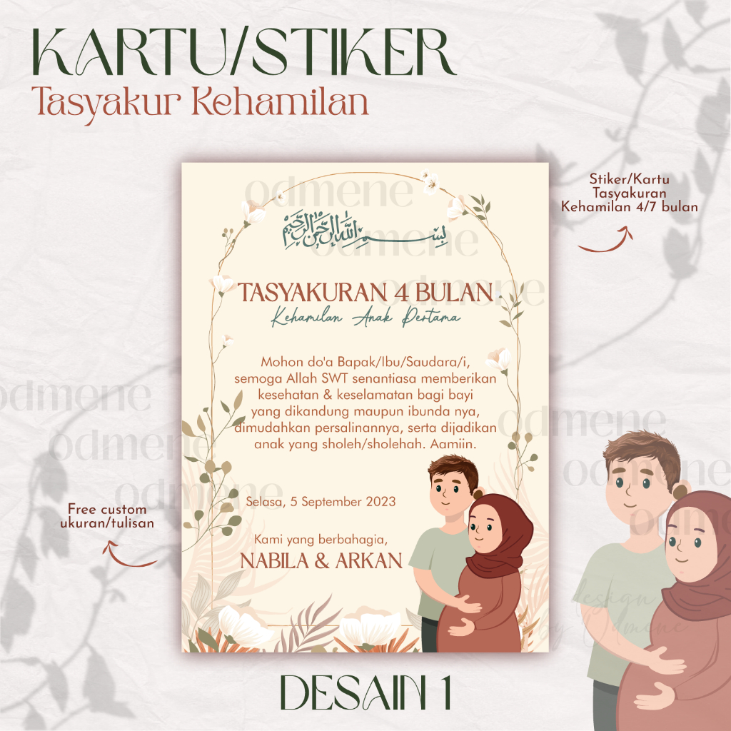 Jual Stiker / Kartu Tasyakuran Kehamilan 4 Bulanan / 7 Bulanan ...