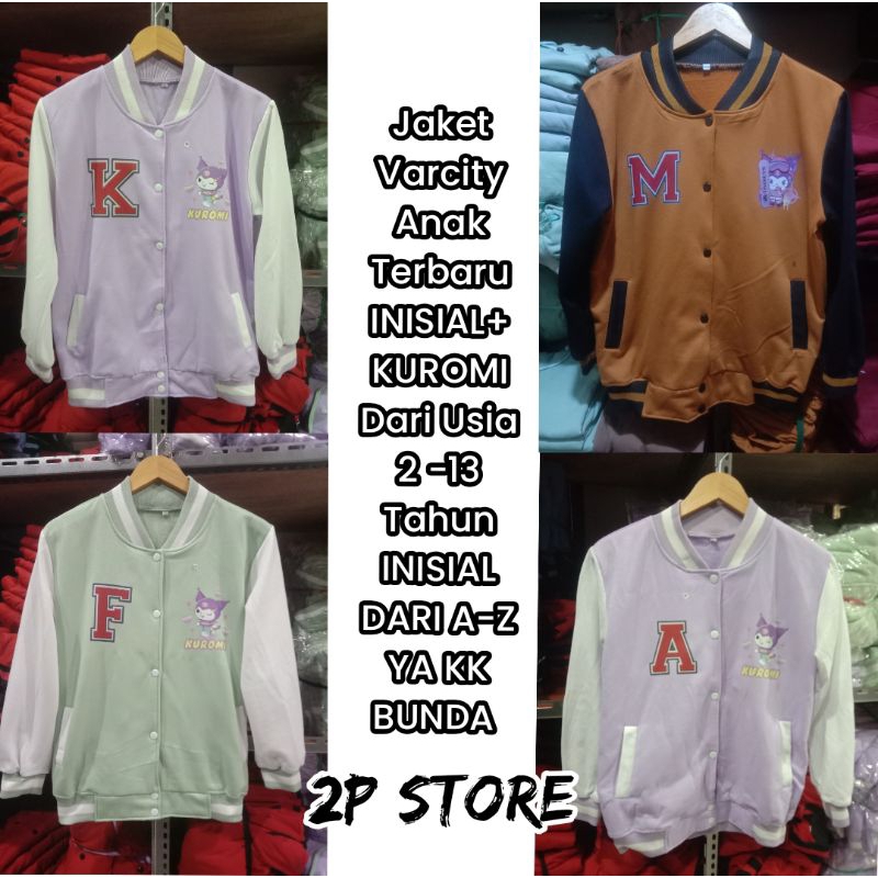 Jual Jaket Varcity Anak Terbaru INISIAL+NEW KUROMI Dari Usia 2 3 4 5 6 ...