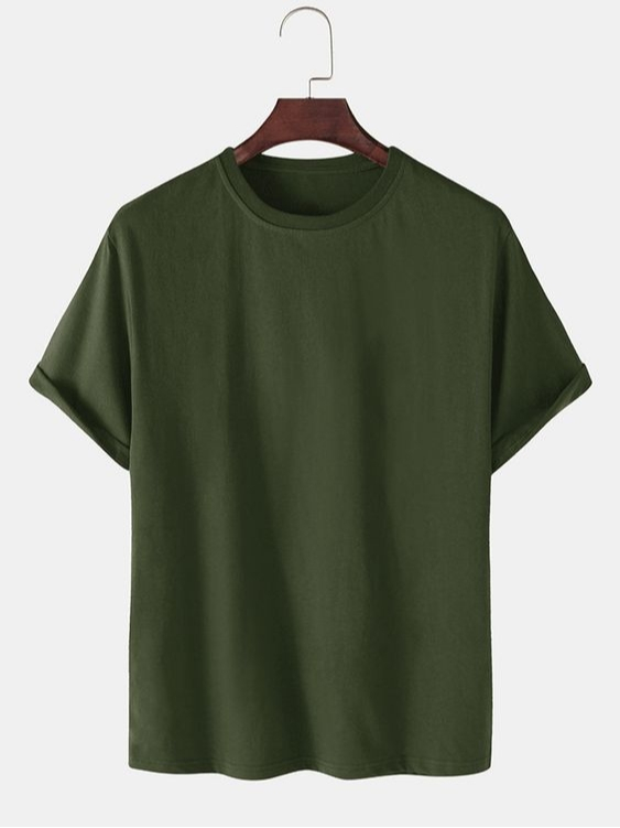 Jual Kaos Polos Lengan Pendek Warna Army Wanita dan Pria Leher O-Neck ...