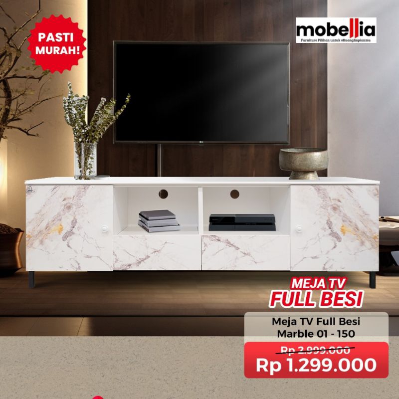 Jual meja tv rak tv besi avr minimalis putih | Shopee Indonesia