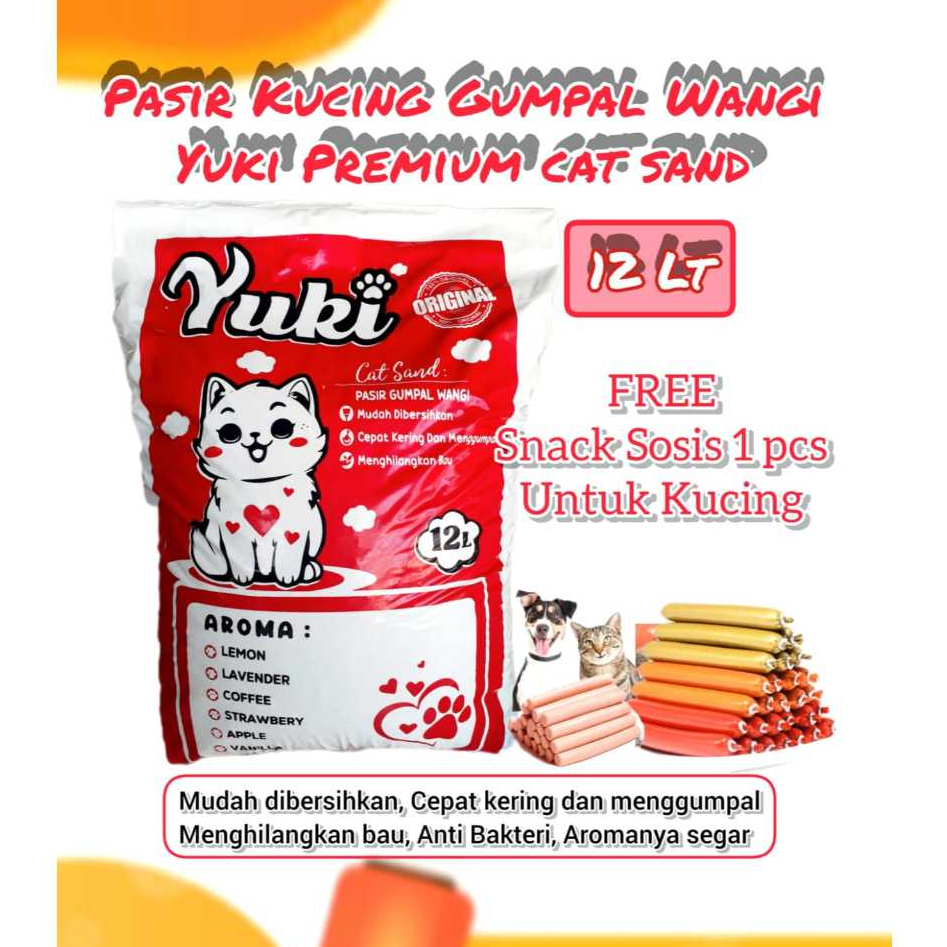 Jual KEMASAN 12 LITER-YUKI CAT SAND-PASIR KUCING GUMPAL WANGI-ANTI ...