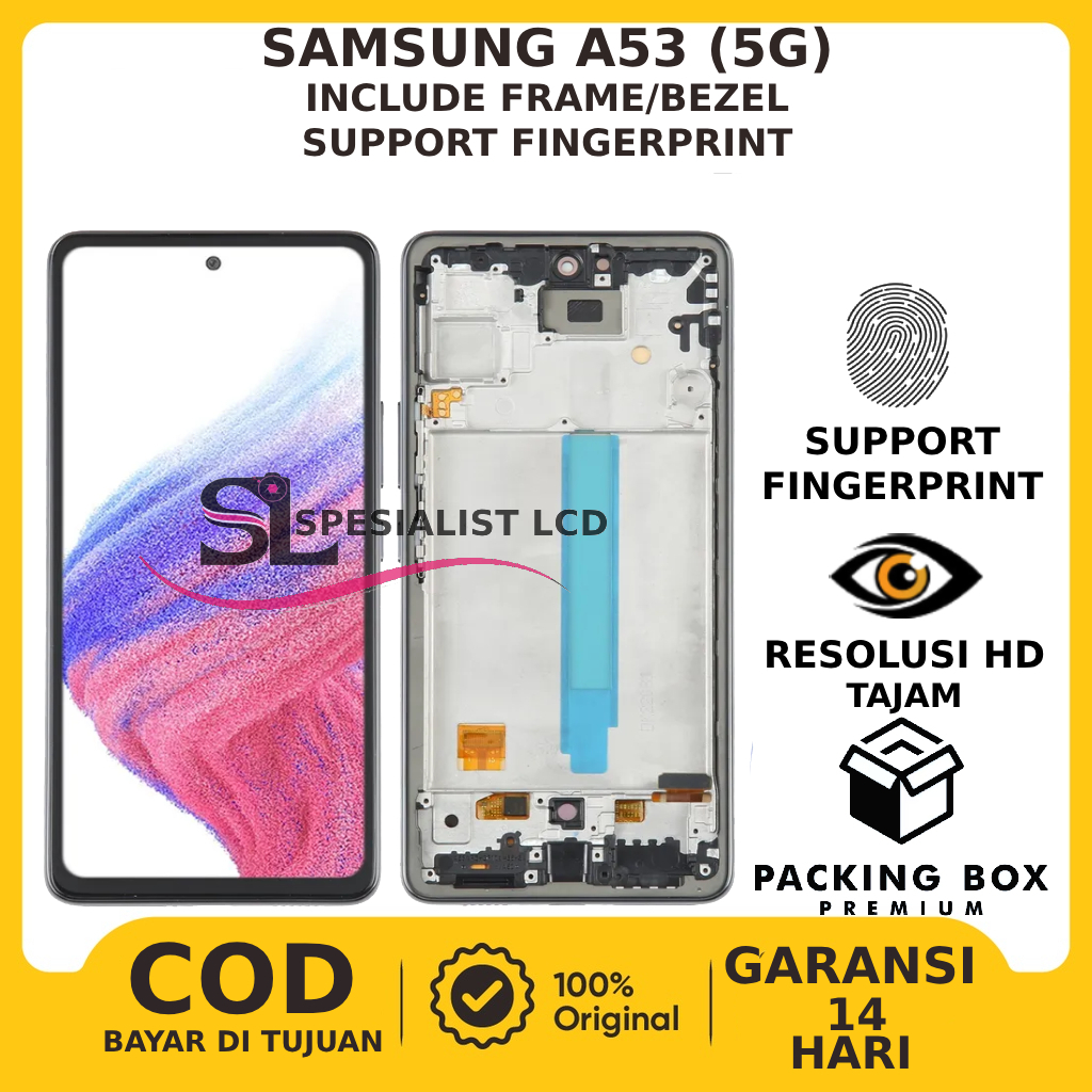Jual LCD SAMSUNG A53 5G SUPPORT FINGERPRINT + FRAME ORIGINAL GARANSI ...