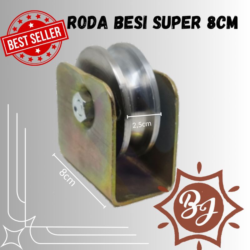 Jual Roda Pagar Besi Super/As 8cm Rell U (Bulat) dan Rell V (Siku ...