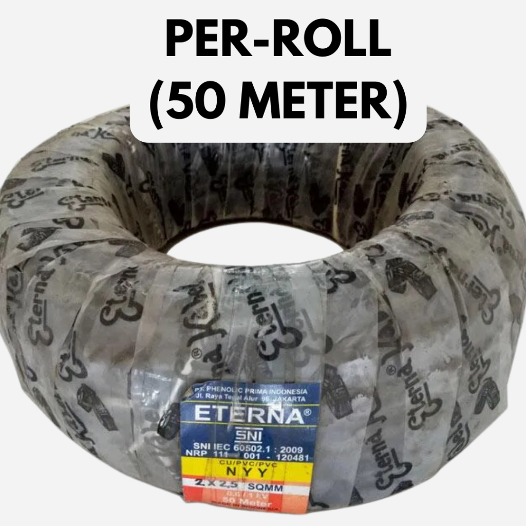Jual PER-ROLL Kabel NYY 2 x 2.5 mm x 50 Meter Eterna Besi Hitam PVC ...