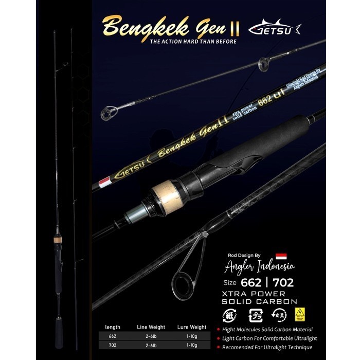 Jual Getsu Bengkek Gen II generasi 2 FREE PIPA Joran pancing UL 662 702 ...