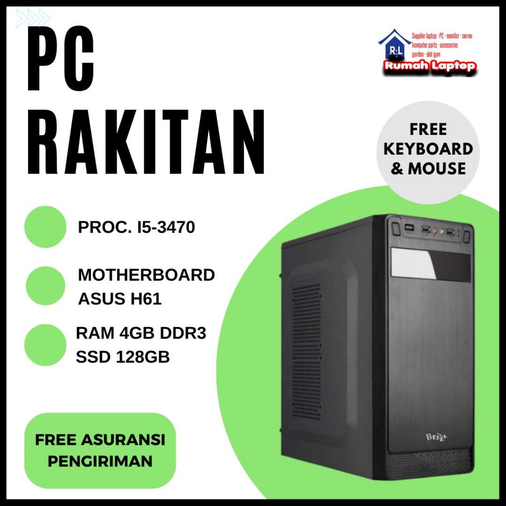 Jual PC Komputer Rakitan Core i5-3470 Ram 8Gb Ssd 128Gb Asus H61 Garansi 1 Tahun | Shopee Indonesia
