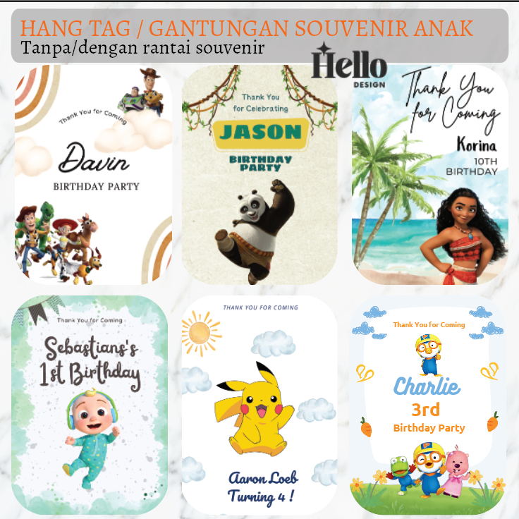 Jual (Free Custom) Hang Tag Ulang Tahun Anak isi 30pcs afau 42 pcs ...