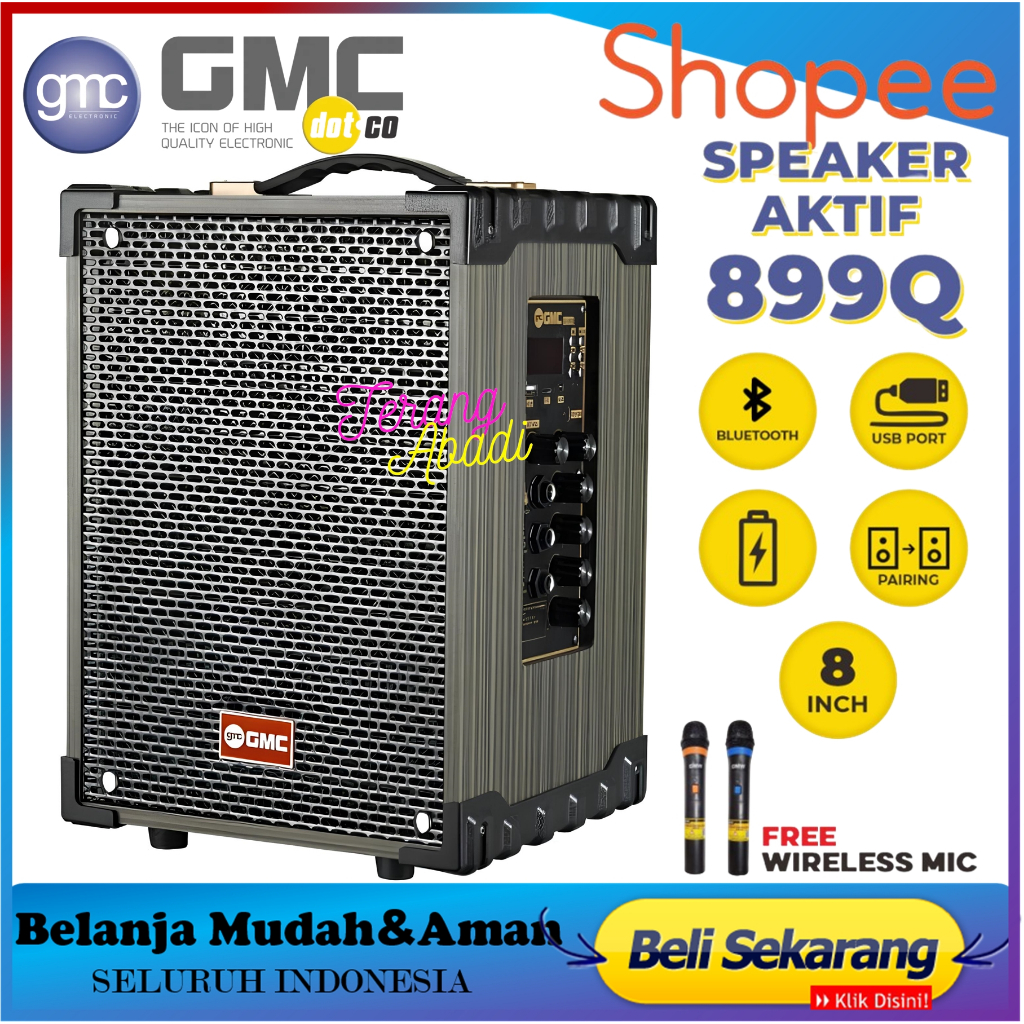 Jual Speaker Wireless GMC 899Q 8 Inch Speaker Bluetooth Free 2Mic ...