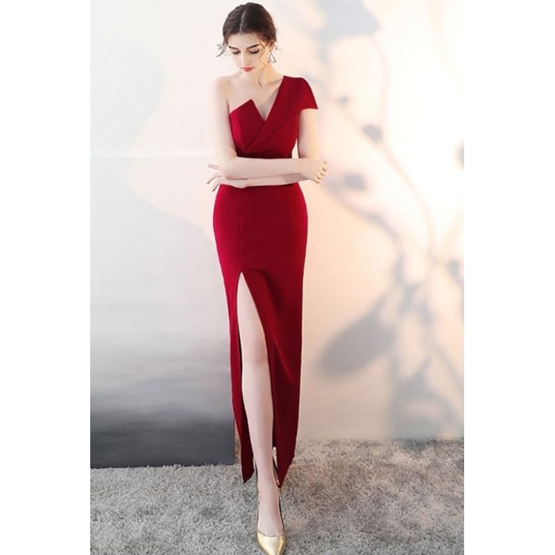 Jual 70889 Longdress W Shape Sexy Prom Gown Scuba Titanium Bridesmaid ...