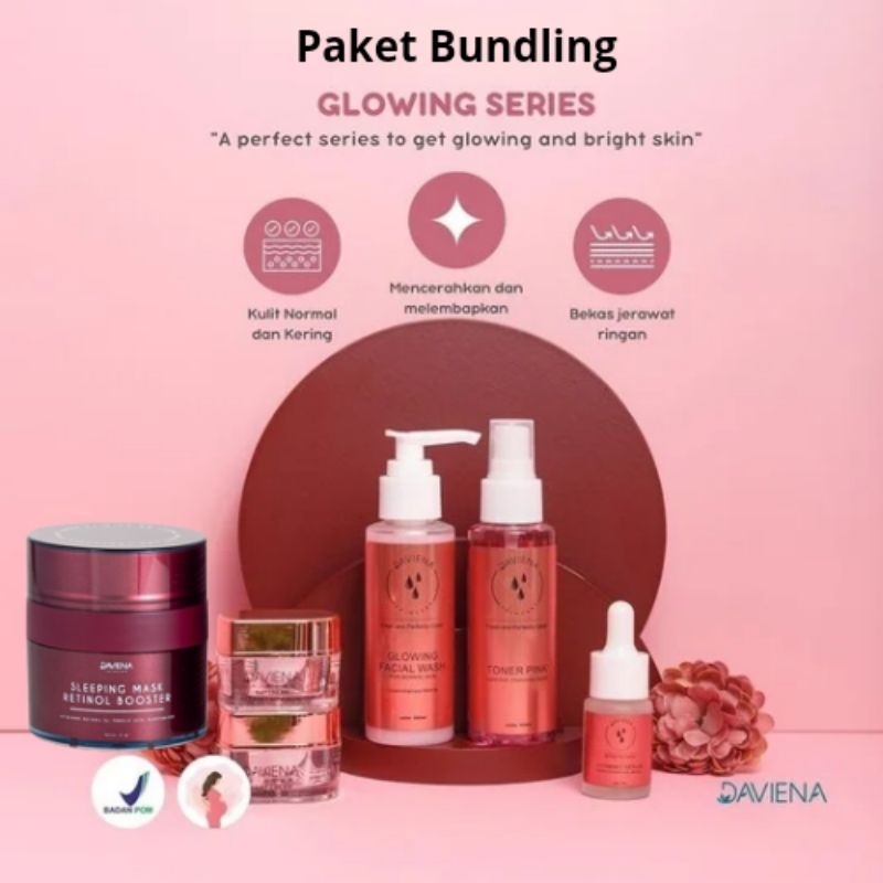 Jual Paket Daviena Skincare Glowing Series Bundling Retinol Booster ...