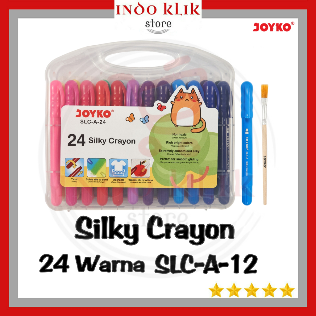 Jual Crayon Joyko Silky SLC-A-24 Warna + Kuas / Krayon Halus SLC A 24 ...