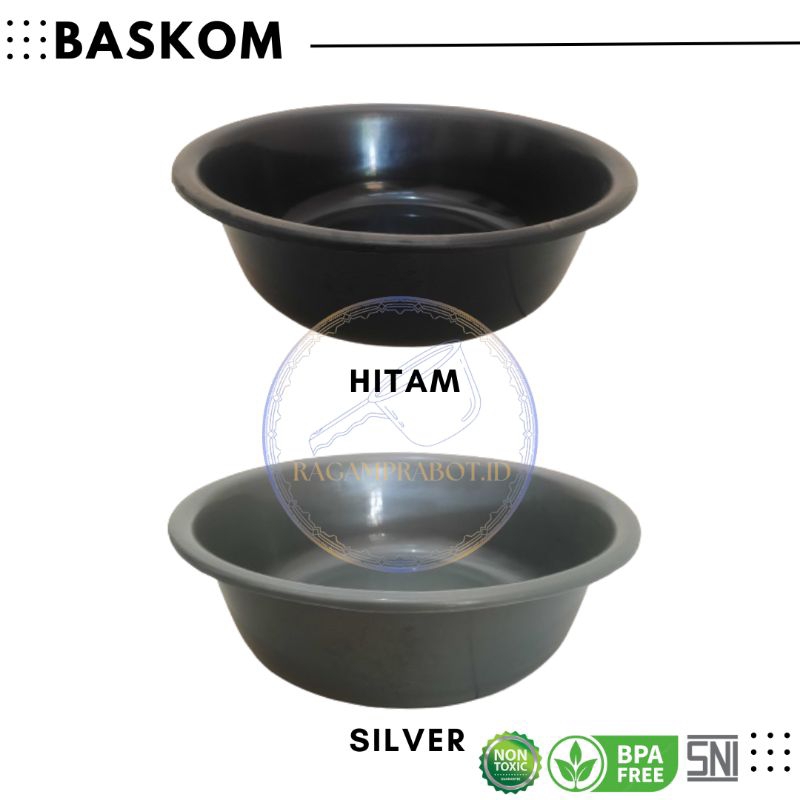 Jual Baskom Plastik Serbaguna UK 16 | Baskom Plastik Tebal Silver&Hitam ...