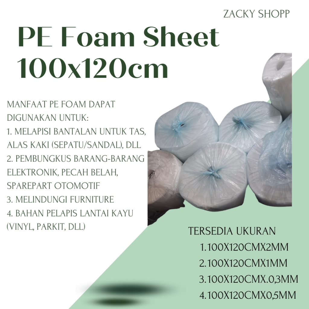 Jual Busa Packing PE Foam Sheet 0,5m,1mm, 2mm x 120cm x 100cm Parket ...