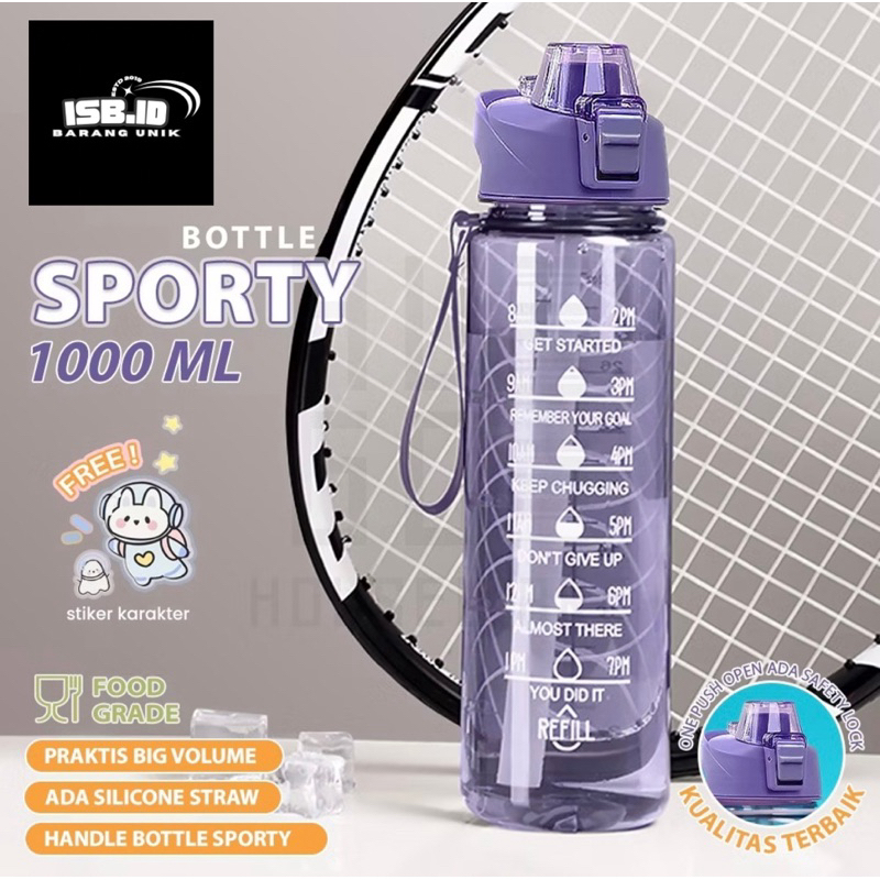Jual Botol Minum Motivasi Original 1 Liter Bening BPA FREE Gratis ...