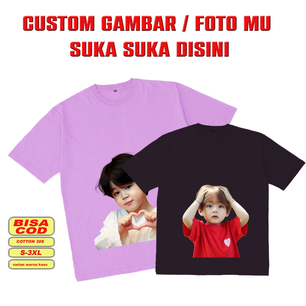 Jual KAOS korean custom foto BABY sablon bawah ( 1 hari jadi ) | Shopee ...