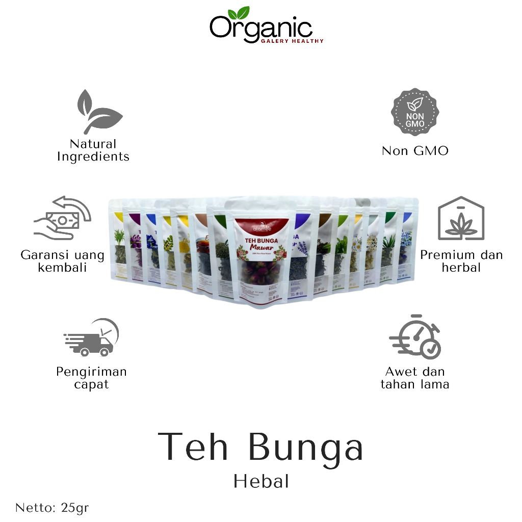 Jual Teh Bunga Earl Grey Black Tea Green Tea Daun Pandan Lavender Globe ...