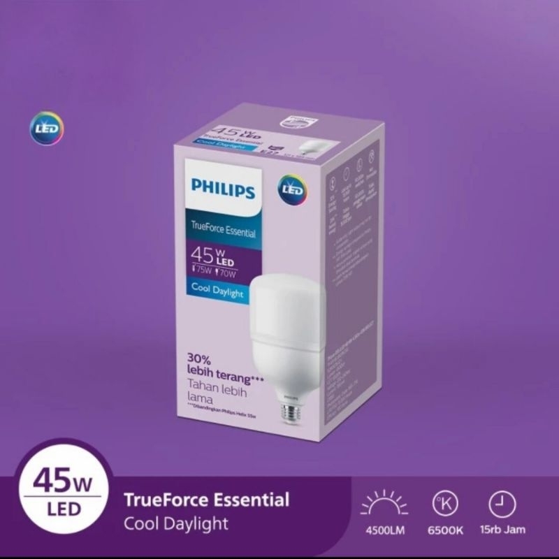 Jual Lampu Philips TForce Essential LED 45 Watt Cool Daylight Putih 6500K | Shopee Indonesia