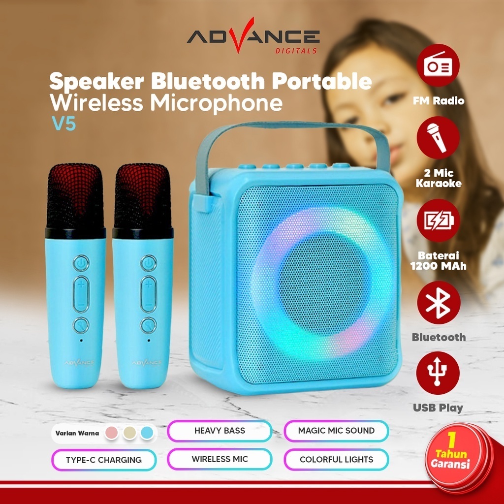 Jual Advance V5 Speaker Bluetooth With 2 Microphone Wireless Ukuran 2 ...