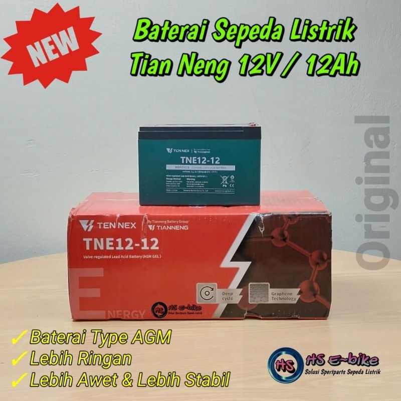 Jual Battery / Aki Sepeda Listrik 1 pcs 12V 12Ah Tian neng | Shopee ...
