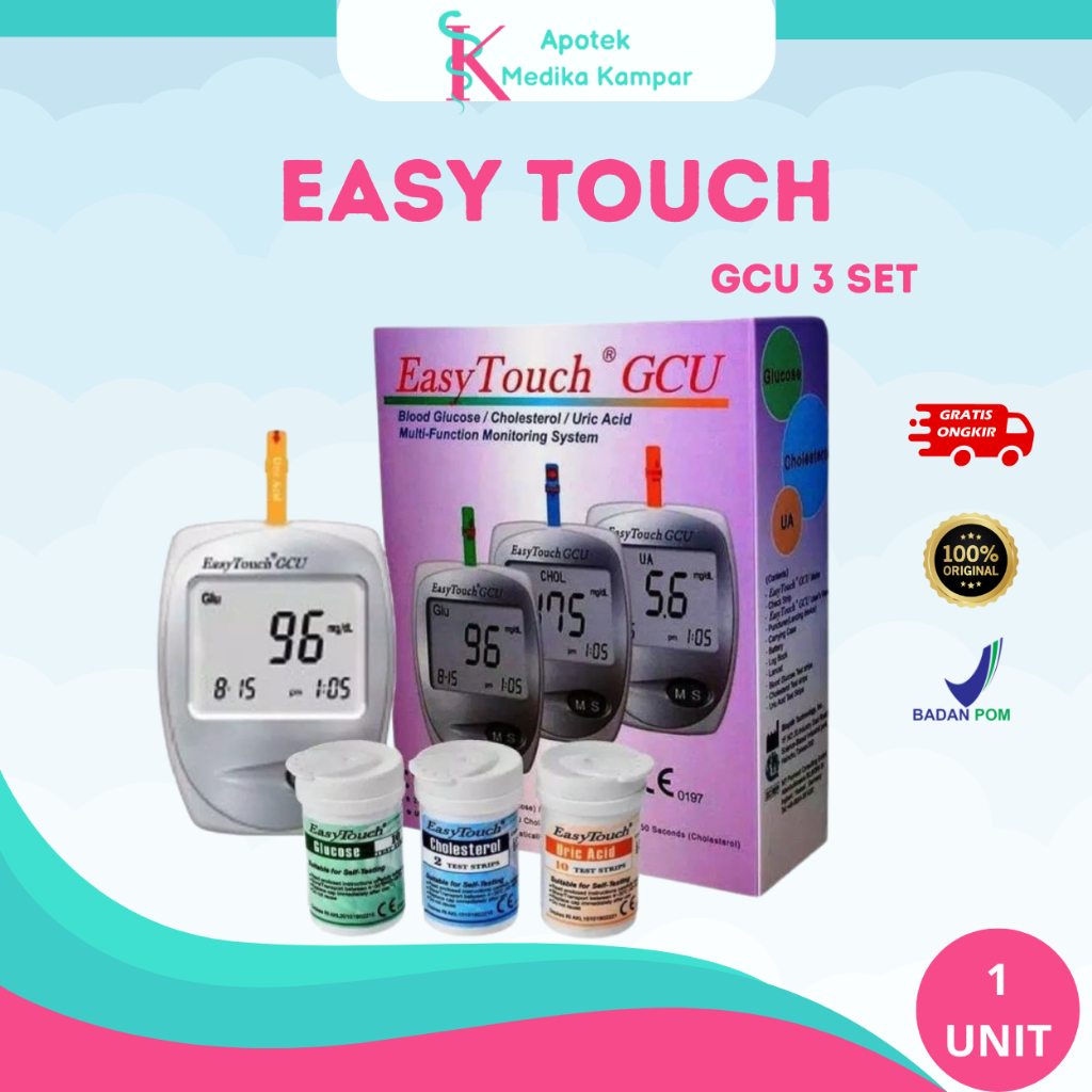 Jual Alat Easy Touch GCU 3 In 1 (Gula Darah, Asam Urat, Kolesterol ...