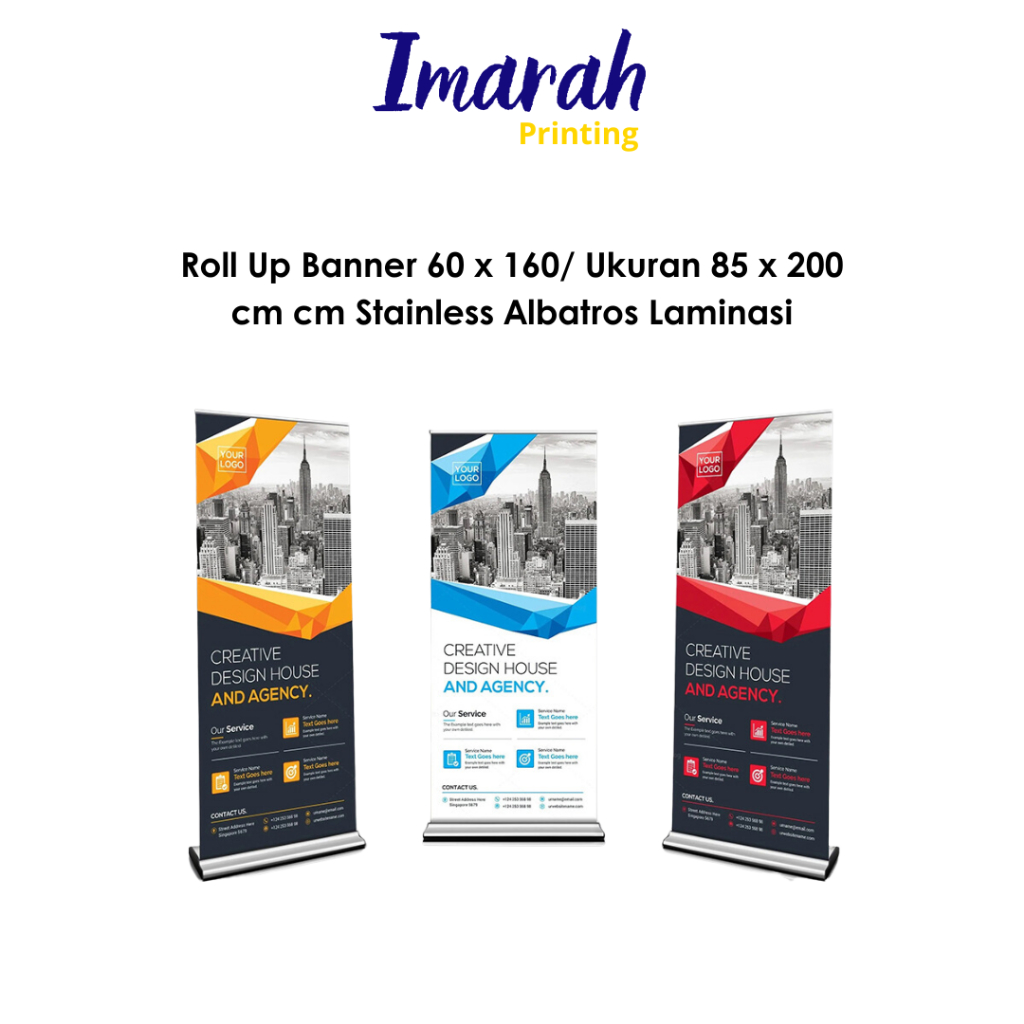 Jual IMARAH - Roll Up Banner 60 x 160/ Ukuran 85 x 200 cm cm Stainless Albatros Laminasi ...