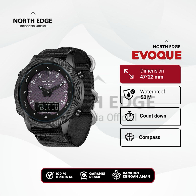 Jual North EDGE Evoque Men's Solar Power Digital Watch Outdoor ...