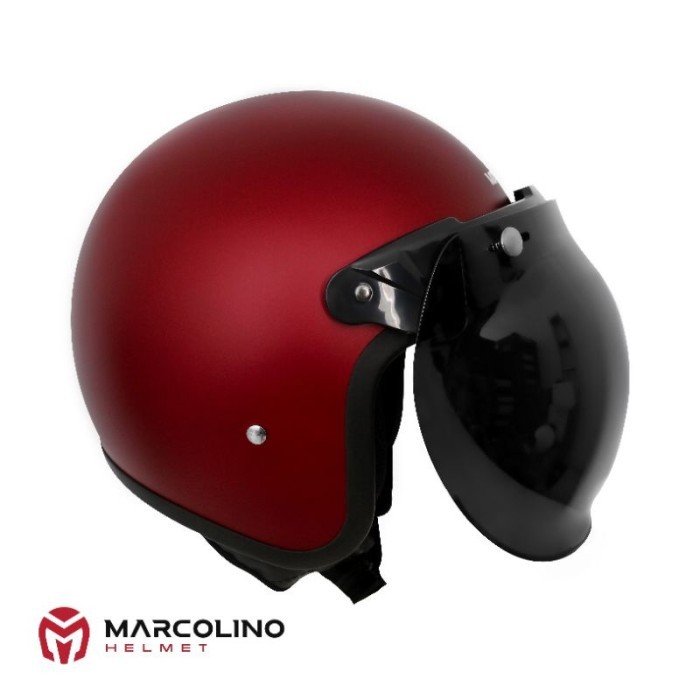 Jual Helm Bogo Retro Marcolino Maroon Doff SNI Bubble Visor by JMC ...
