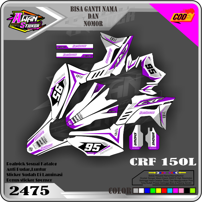Jual DECAL CRF 150 L PUTIH UNGU BISA CUSTOM Decal Custom Crf 150 Full ...