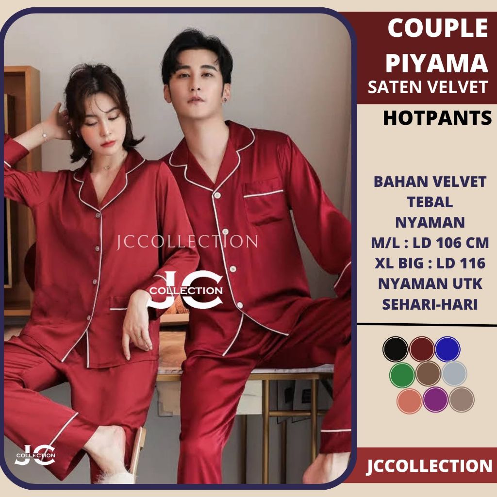 Jual Piyama Couple pasangan Satin Big Size Jumbo LD 116 cm - COUPLE ...