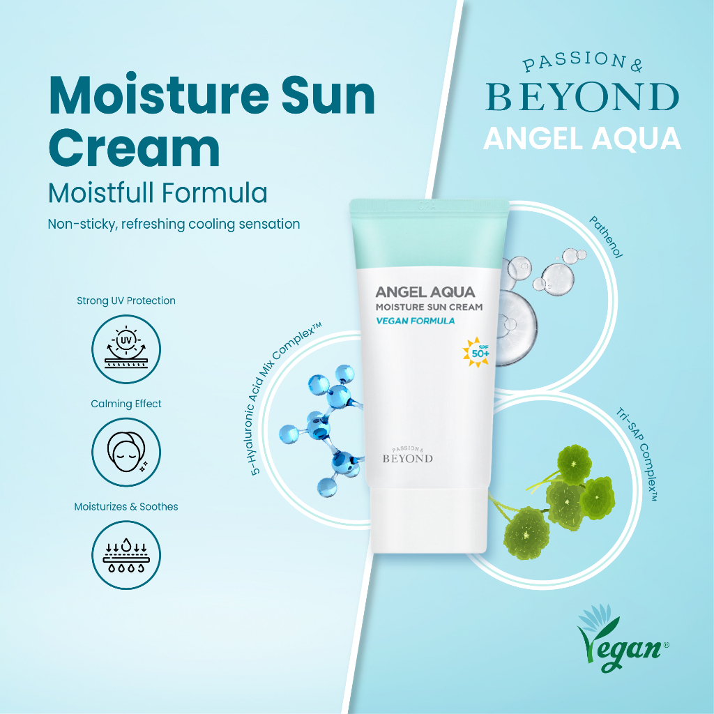 Jual PASSION & BEYOND Angel Aqua Moisture Sun Cream SPF 50+ PA+++ 50ml Daily Sunscreen ...