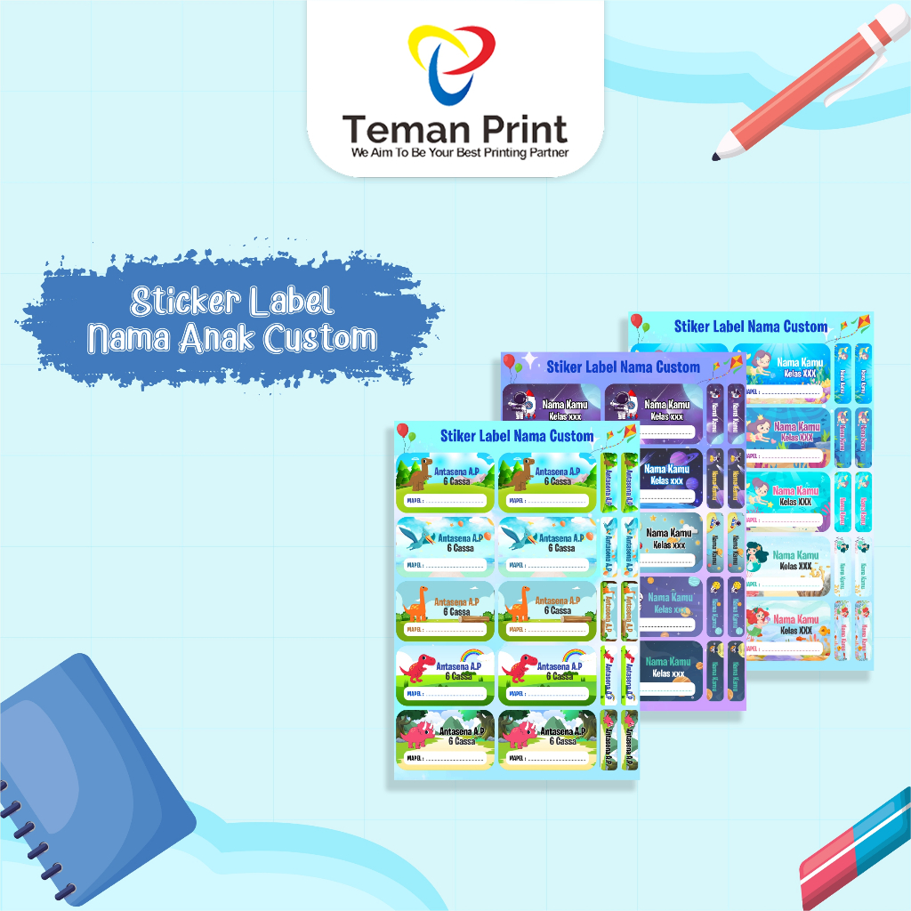 Jual [Teman Print] Stiker Sheet Pack Lebel Nama Anak & Mata Pelajaran ...