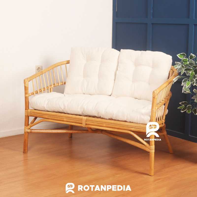 Jual Kursi Sofa Rotan Minimalis 2 Seater | Sofa Tamu Rotan | Kursi Sofa ...