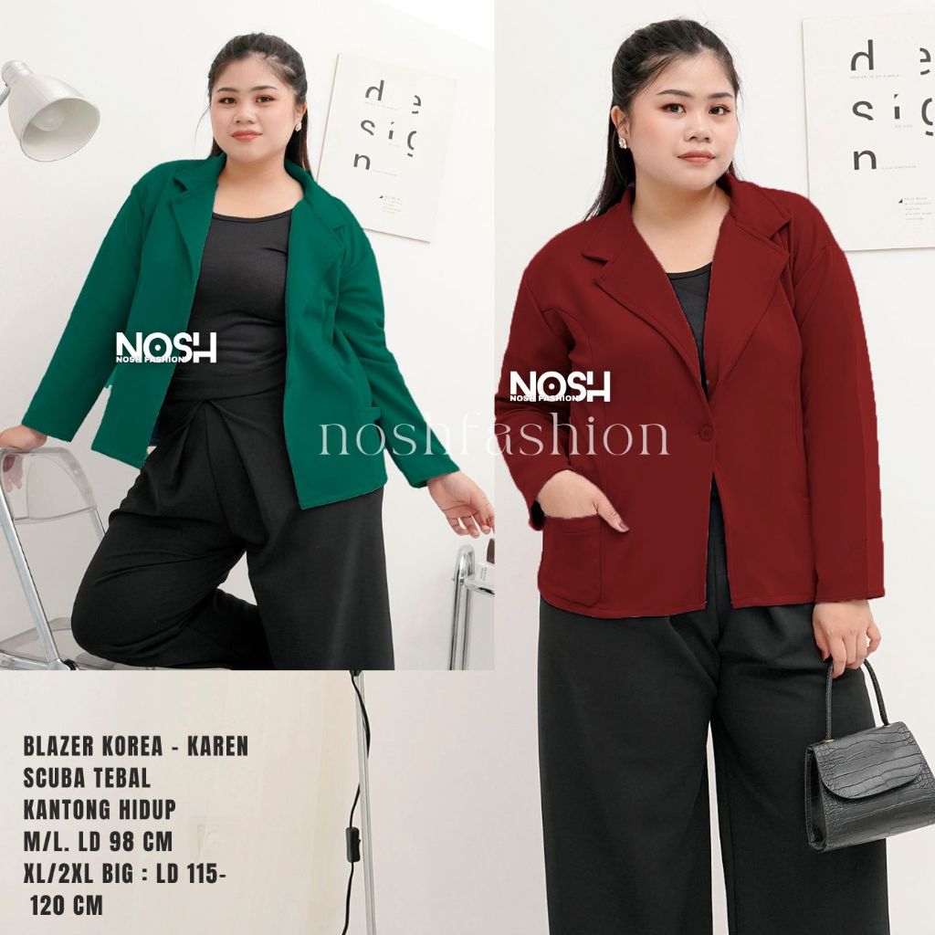 Jual Blazer Jumbo Wanita Kerja Kantor April JB / Outer Blazer Big Size Wanita 3XL NOSH Fashion ...