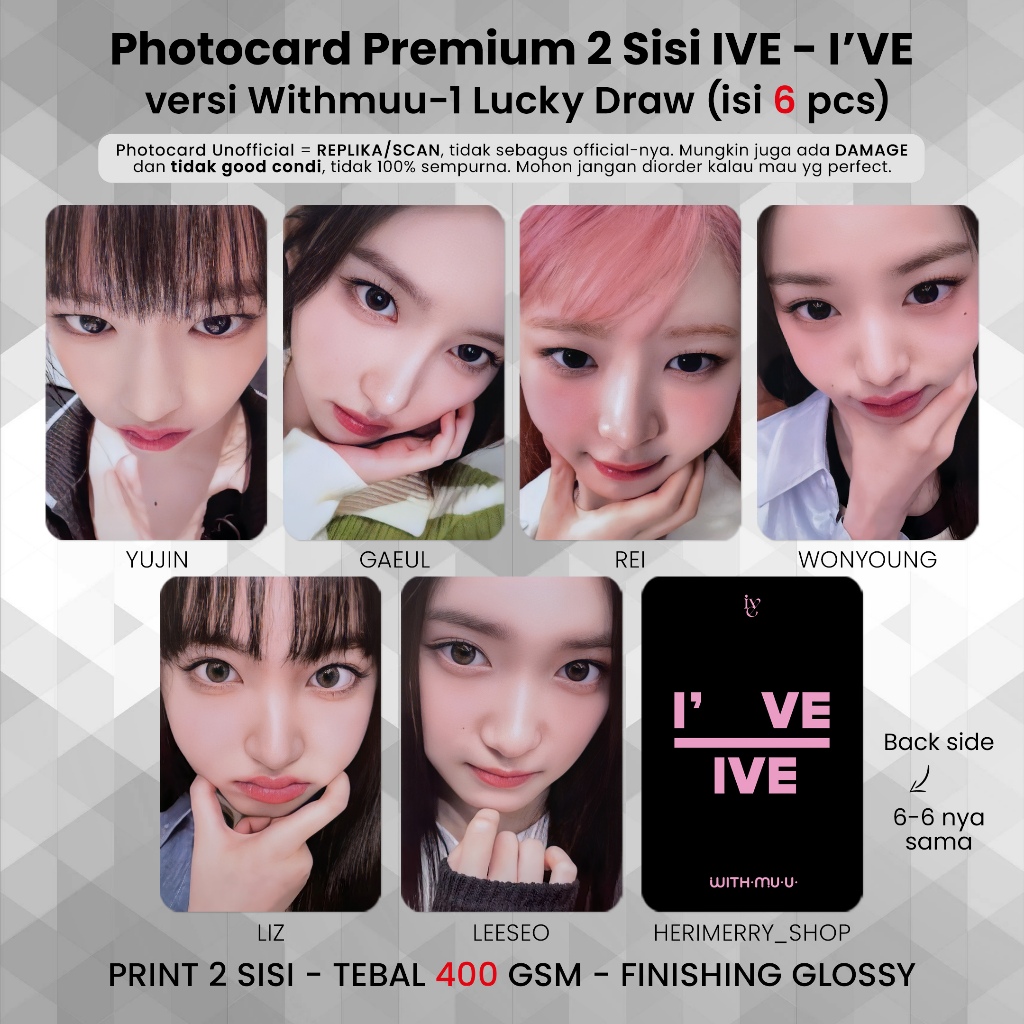Jual (ISI 6 PCS) Photocard IVE I'VE - PC Premium 2 Sisi Kartu Kpop Merch Unofficial REI ZOOM ...