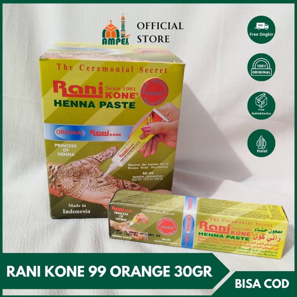 Jual Heena/Henna Herbal Rani Kone RK 99 30gr ORANGE Premium Kemerahan ...
