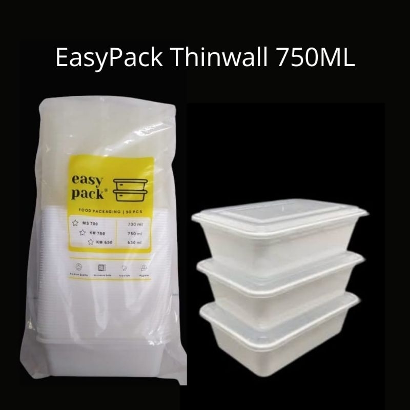 Jual EasyPack Thinwall Rectangle 750ML isi 50pcs ( KM-750 ) | Shopee Indonesia