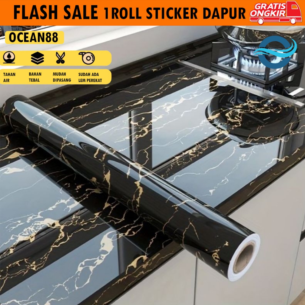 Jual Stiker Dinding PVC Anti Air Anti Minyak 60cm x 3m Motif Daun Hijau ...