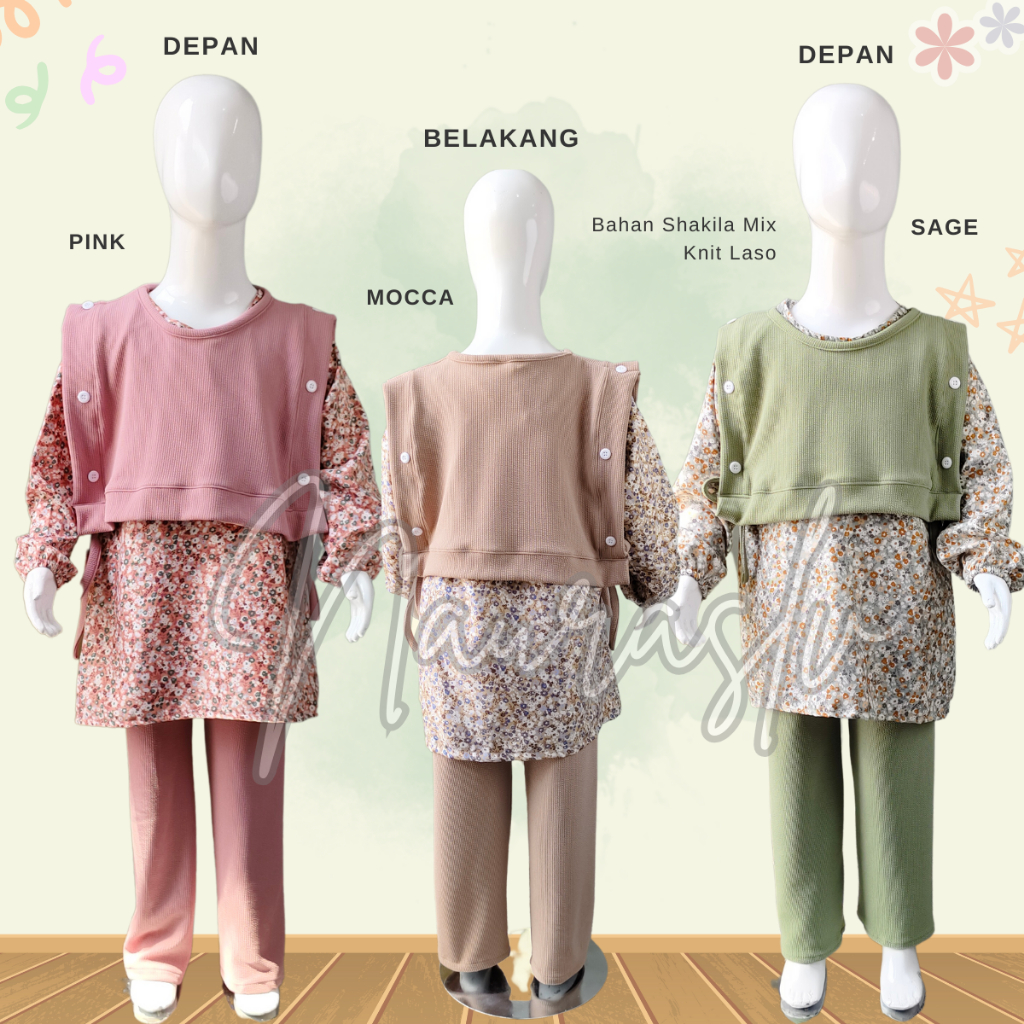 Jual Setelan knit anak perempuan terbaru oneset rompi 3 in1 baju stelan ...