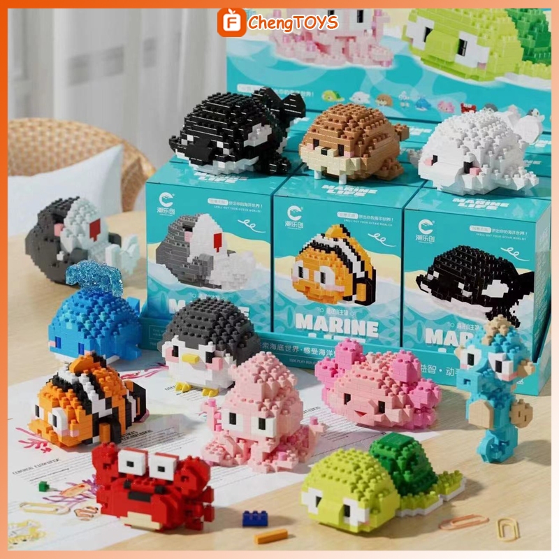 Jual FChnegTOYS Kehidupan Laut Paus Beluga Block Toys Mainan Penyu ...
