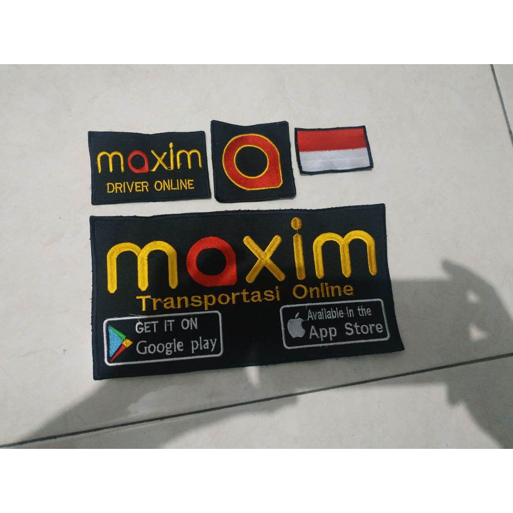 Jual Emblem Maxim Paket Lengkap Dasar HItam Bordir KOmputer Logo Maxim ...