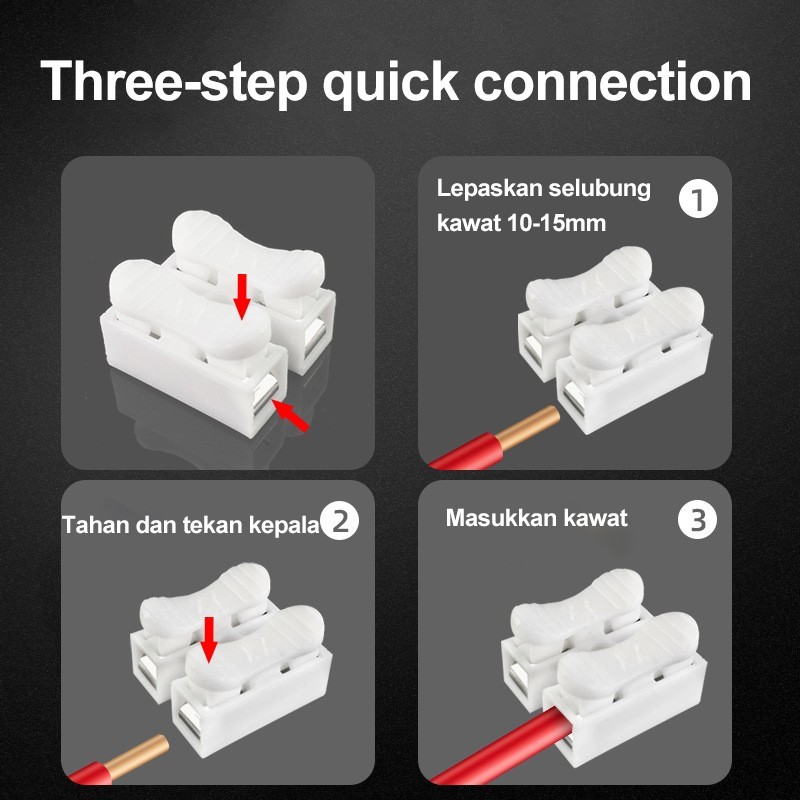Jual Connector spring terminal sambungan kabel CH-2 Quick Connect 2 ...
